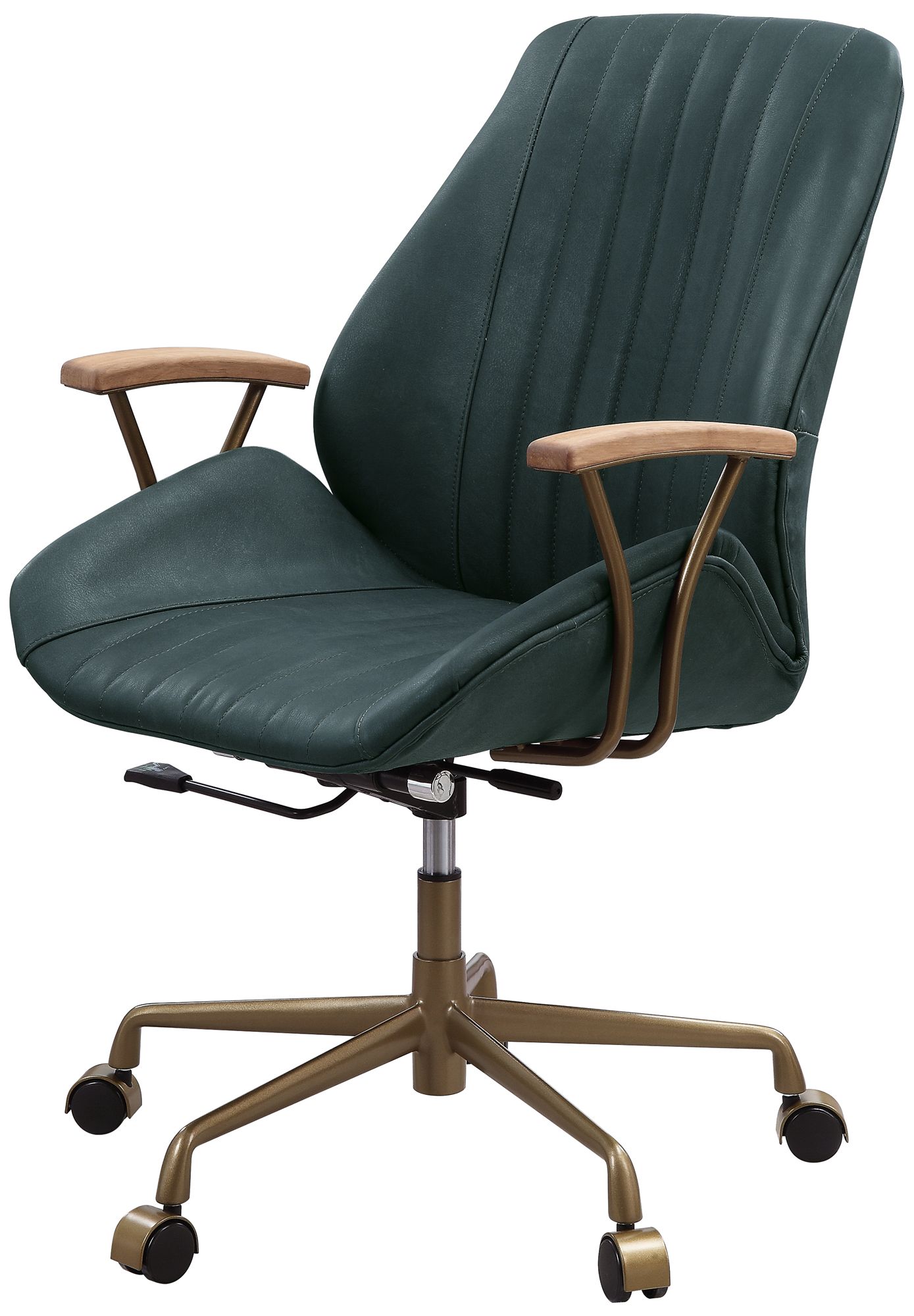 Argrio Dark Green Top Grain Leather Swivel Office Chair - #527Y0 ...
