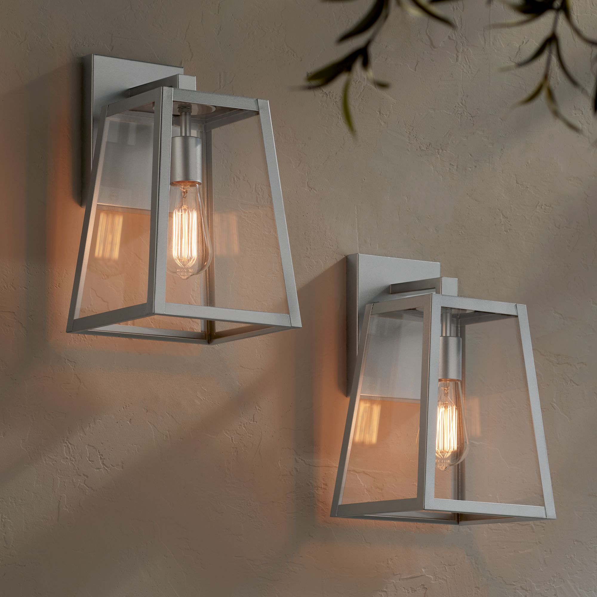 Arrington 13" High Glass and Silver Outdoor Wall Light Set of 2 ...