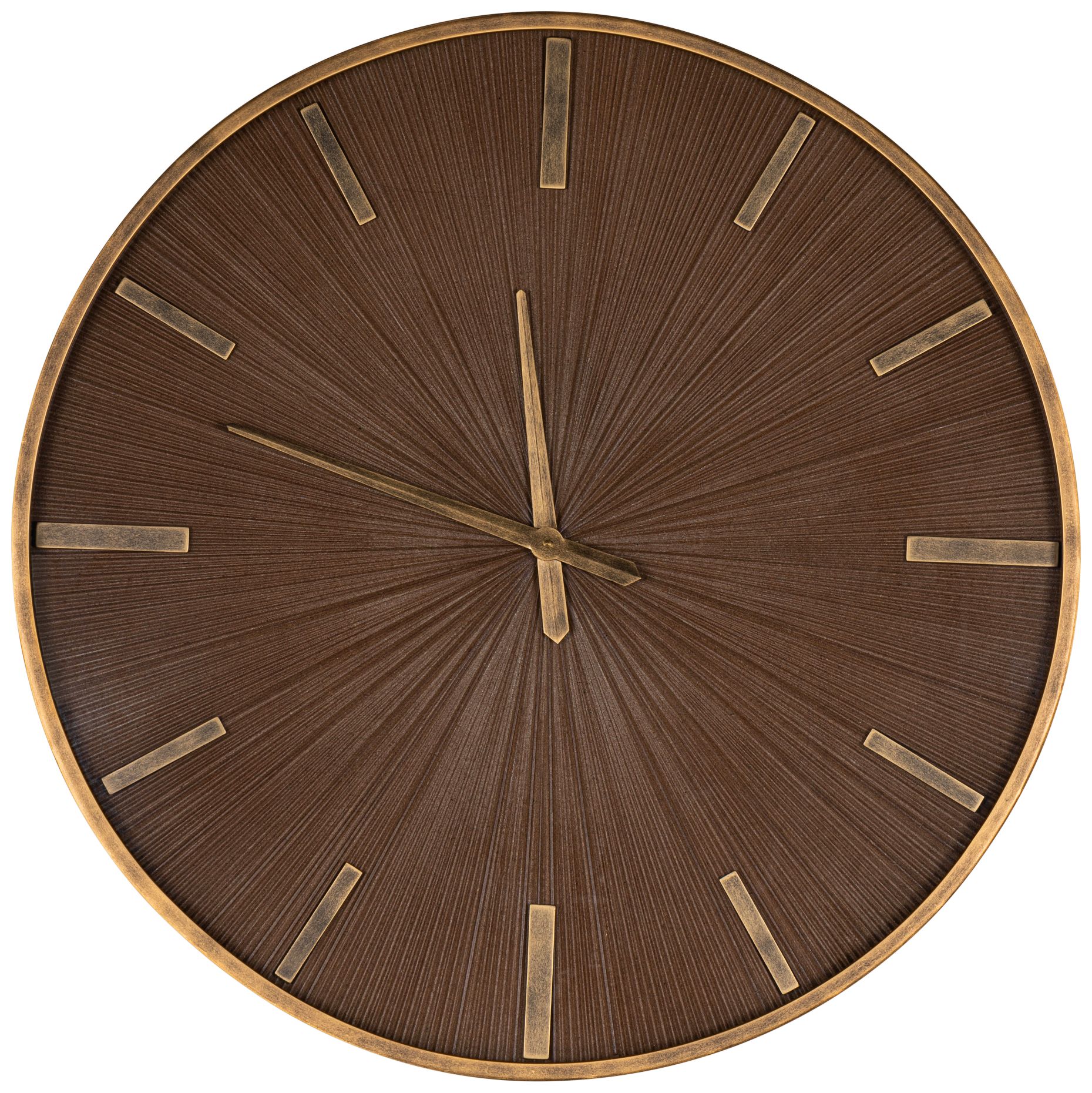 Ashland Shiny Natural Metal 32" Round Wall Clock - #188E6 | Lamps Plus