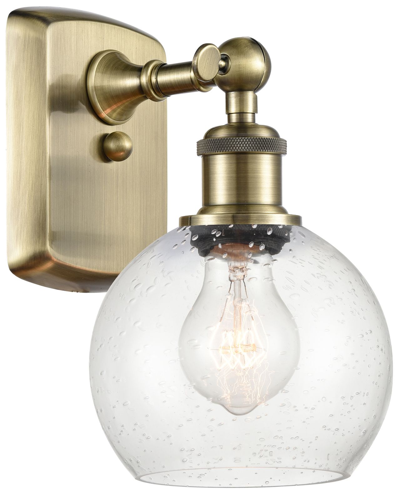 Athens 6" LED Sconce - Brass Finish - Seedy Shade - #377V3 | Lamps Plus