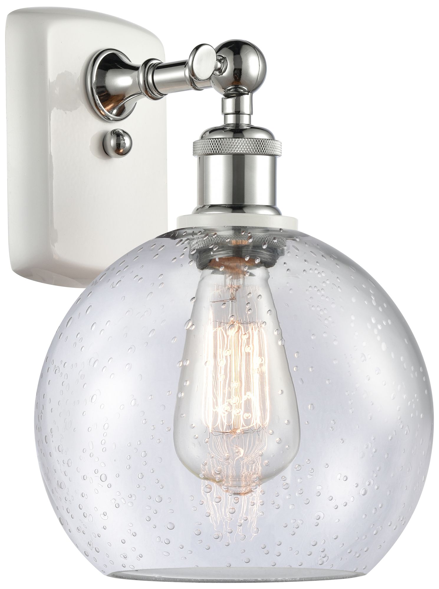 Athens 8" Incandescent Sconce - White & Chrome Finish - Seedy Shad ...