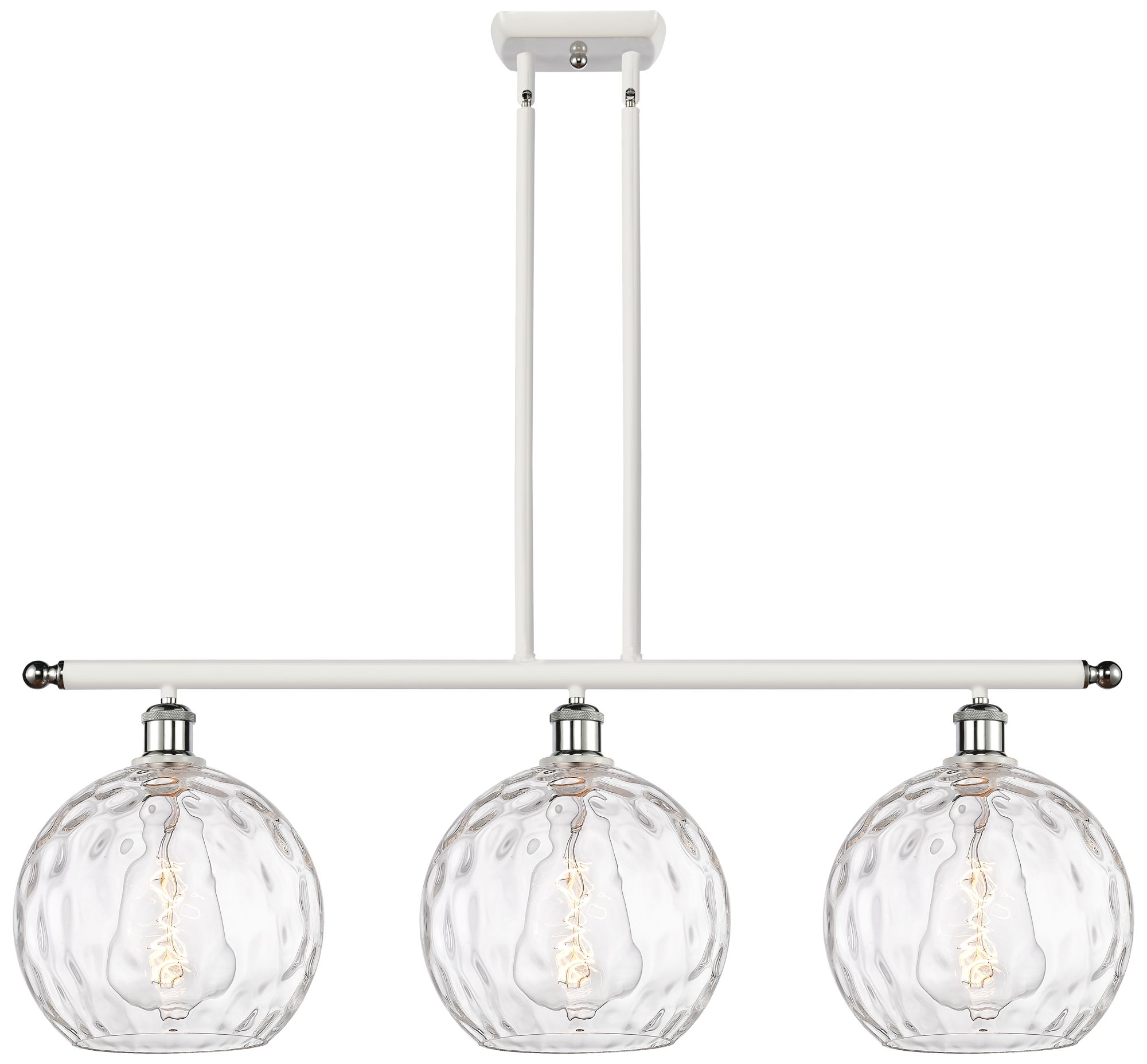 Athens Water Glass 3 Light 37" Island Light - White & Chrome - Cl - #894V3 | Lamps Plus