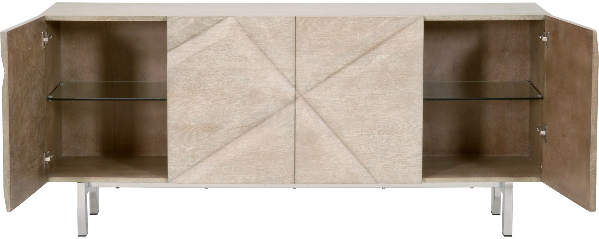 Atticus 71"W Natural Gray Ash Wood 2-Cabinet Media Sideboard - #86N68 ...