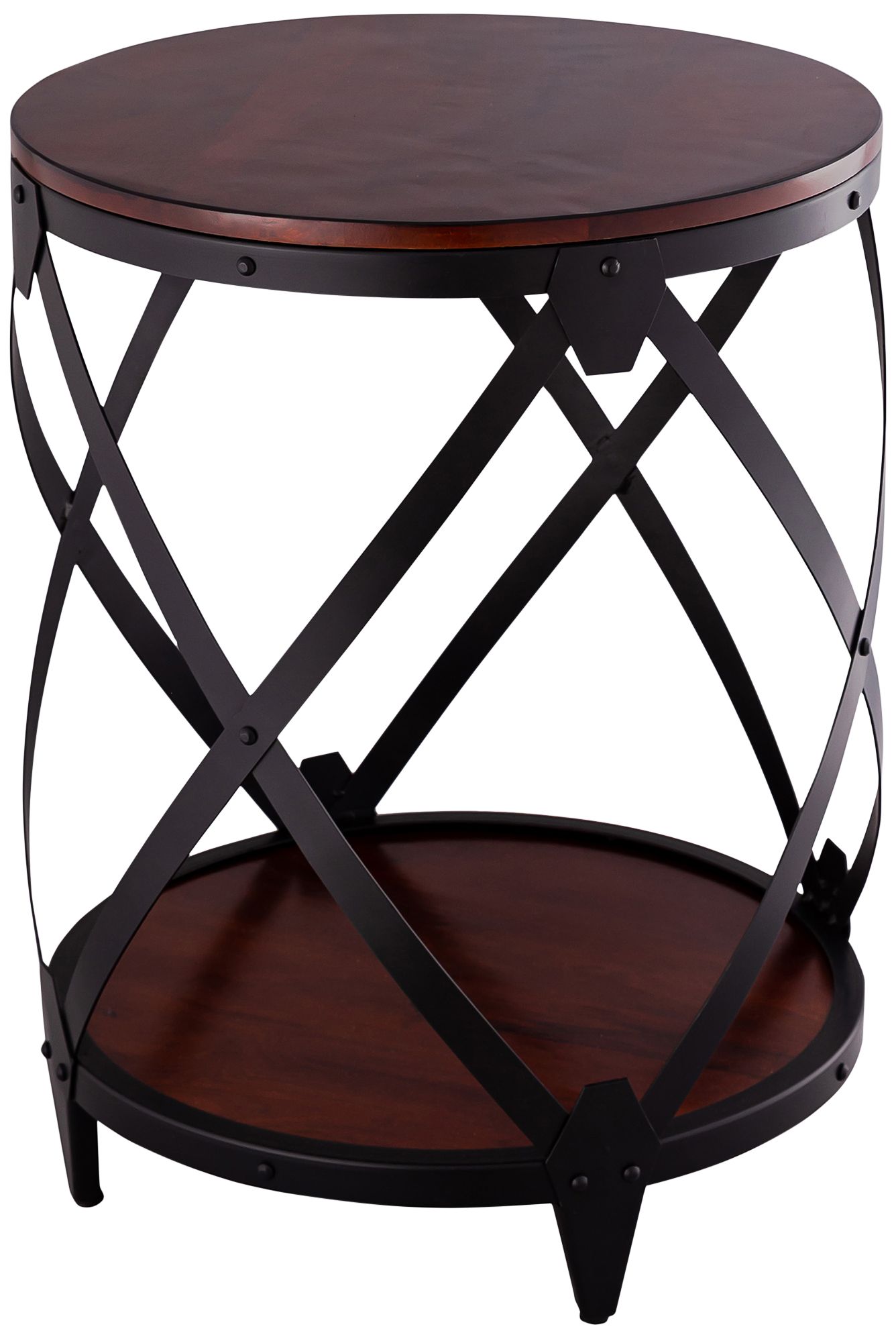 Audra 20" Wide Chestnut and Black Drum End Table - #87R83 | Lamps Plus