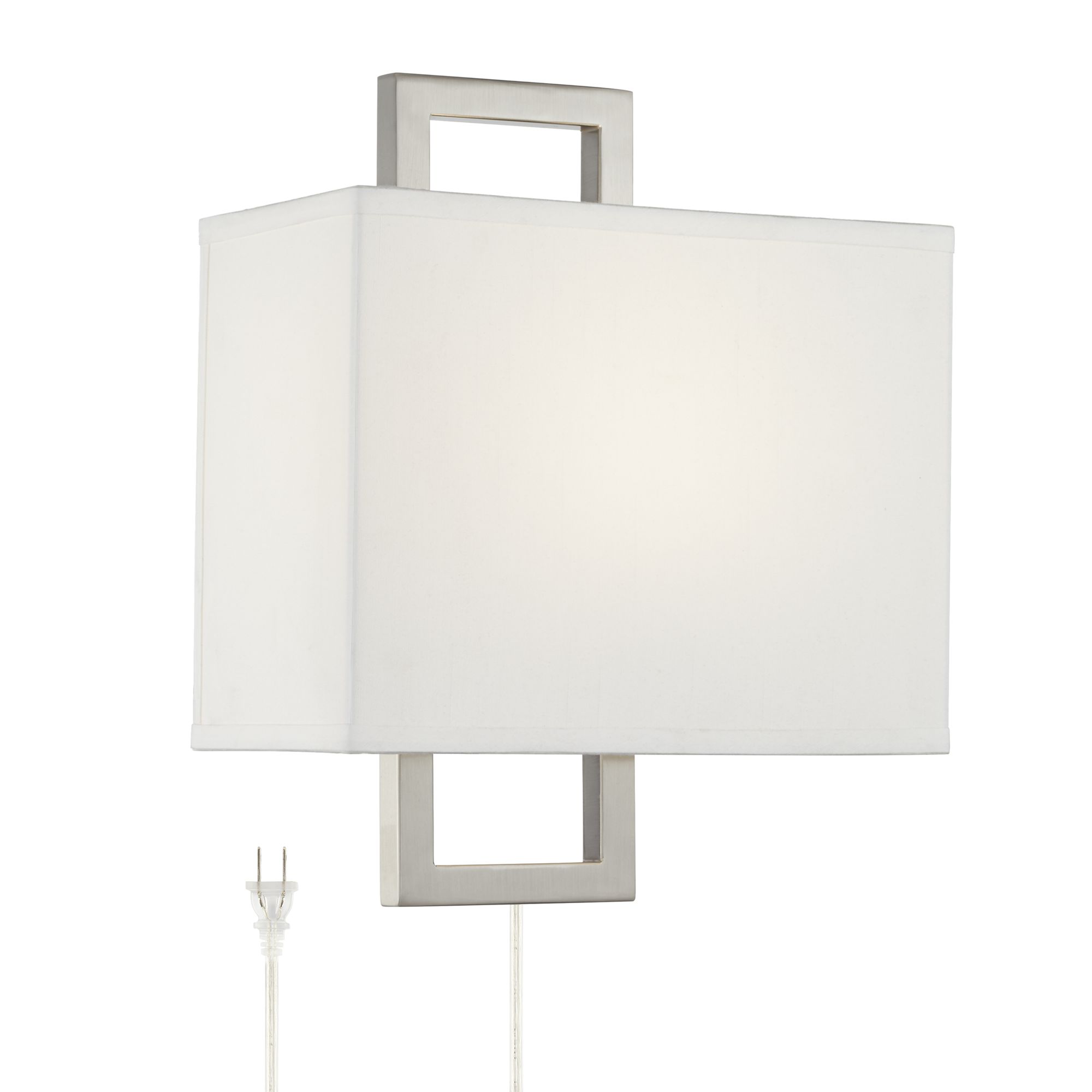 Aundria Rectangular Brushed Nickel Plug-In Wall Lamp with USB Dimmer ...