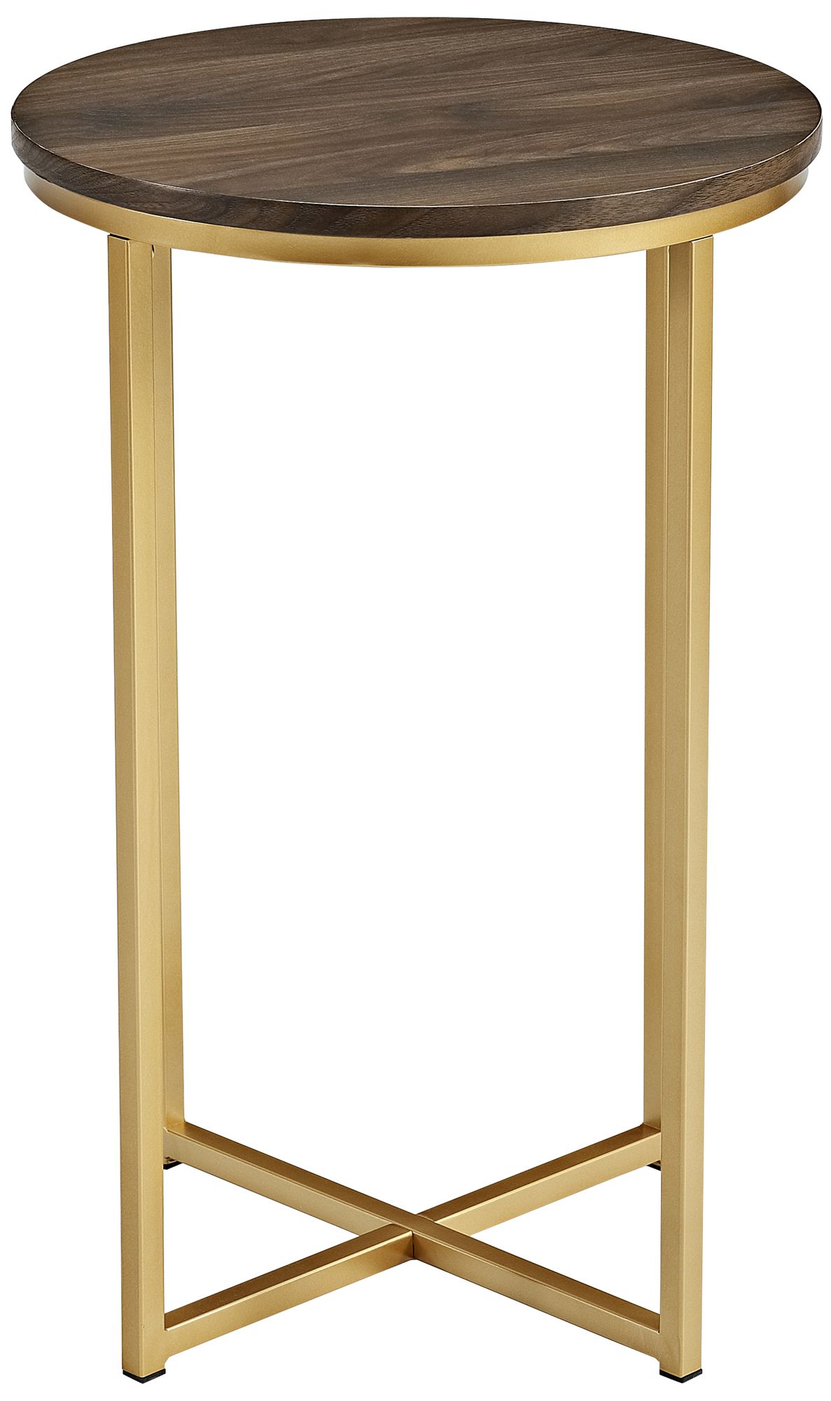 Aurelia 16" Wide Dark Walnut and Gold Metal Round Side Table - #64J51 ...