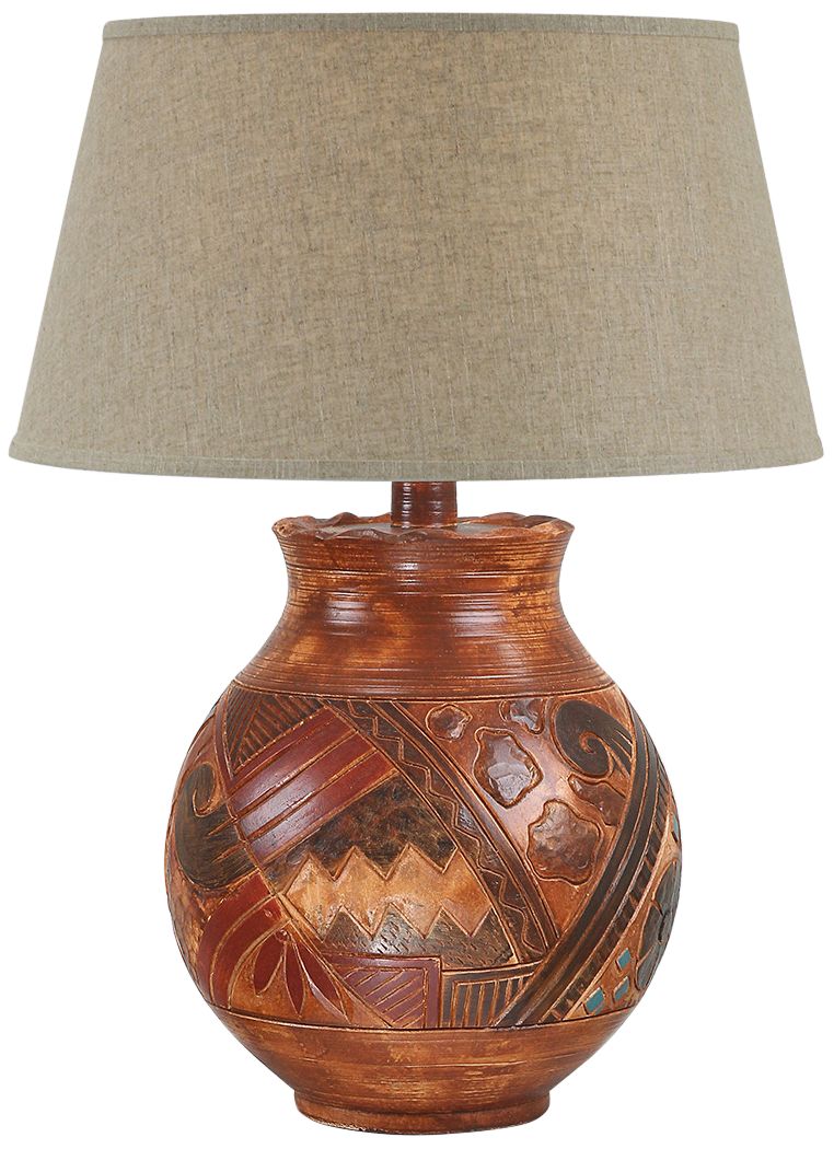 Averna Indian Brick Hydrocal Pot Table Lamp - #016R0 | Lamps Plus
