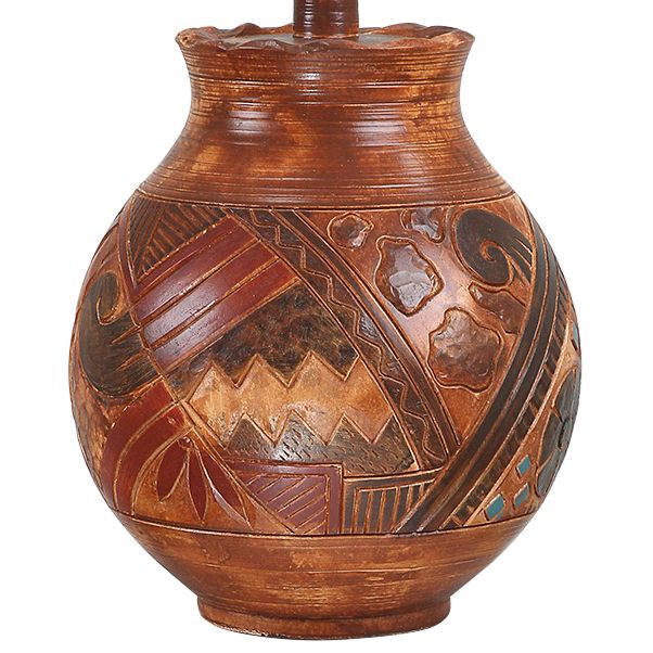 Averna Indian Brick Hydrocal Pot Table Lamp - #016R0 | Lamps Plus