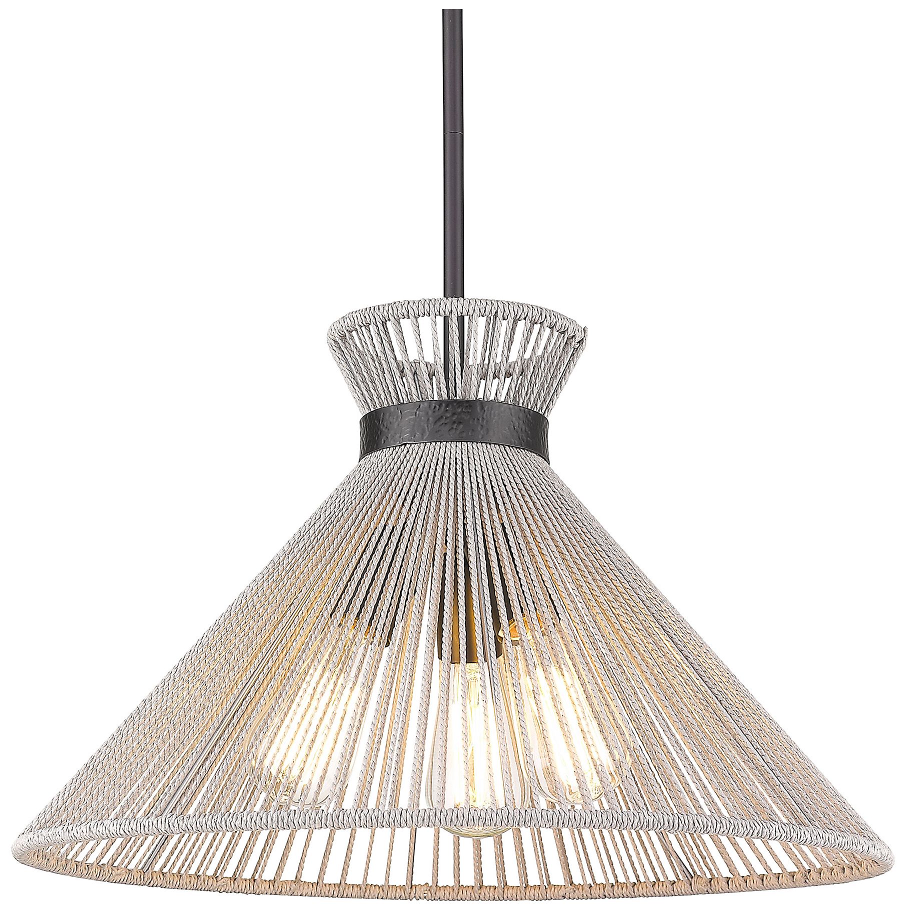 Avon 20" Wide Matte Black 3-Light Pendant With Bleached Raphia - #383P5 ...