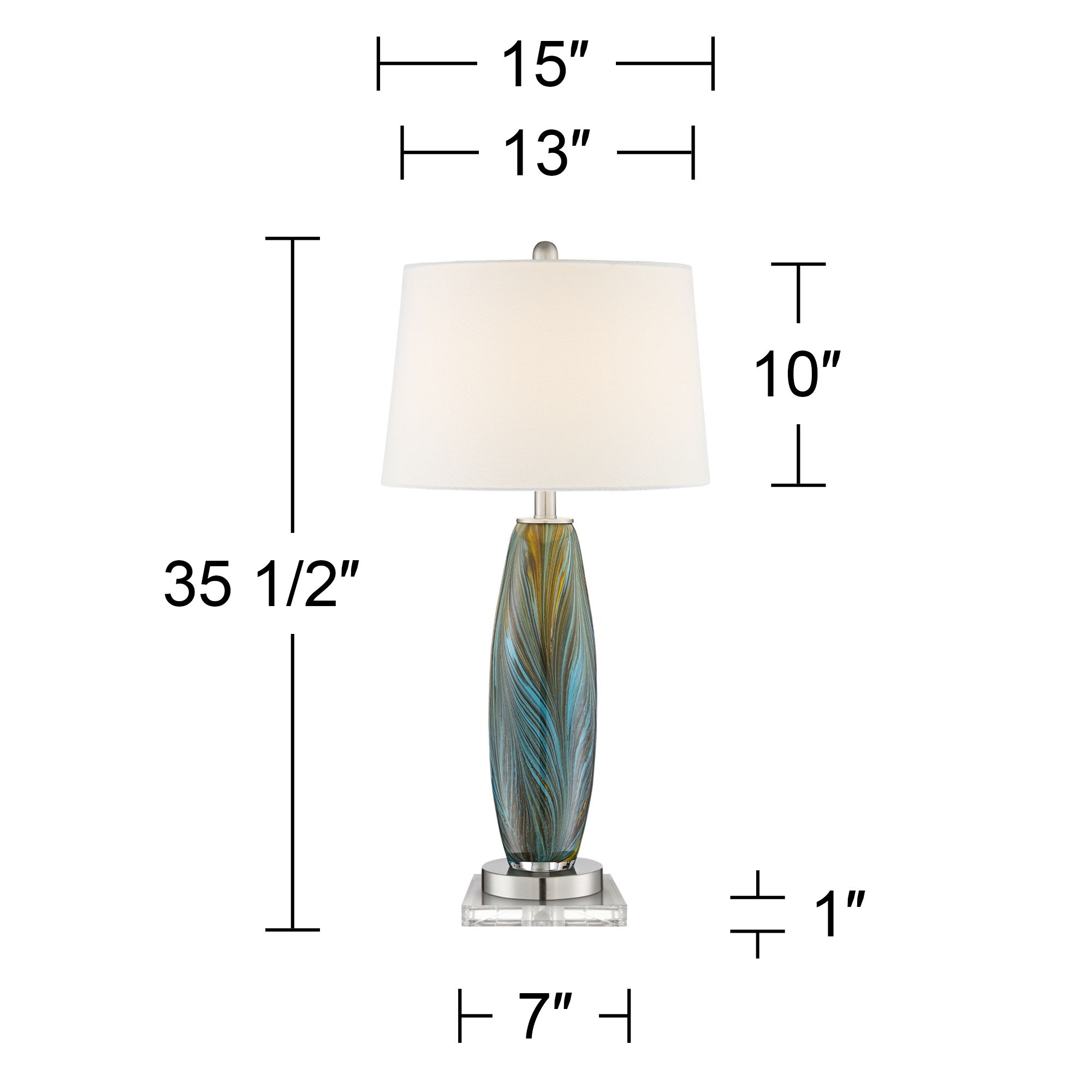 Azure Art Glass Table Lamps With 7" Square Risers - #593D0 | Lamps Plus