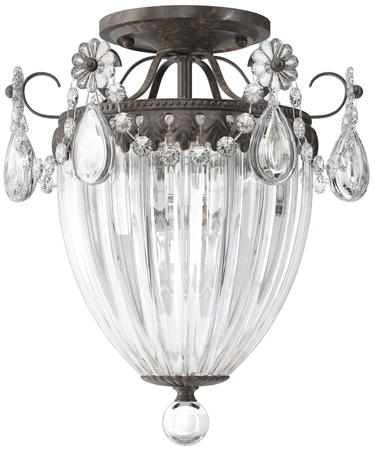 Bagatelle 12"H x 10.5"W 3-Light Semi-Flush Mount in Heirloom Bron ...