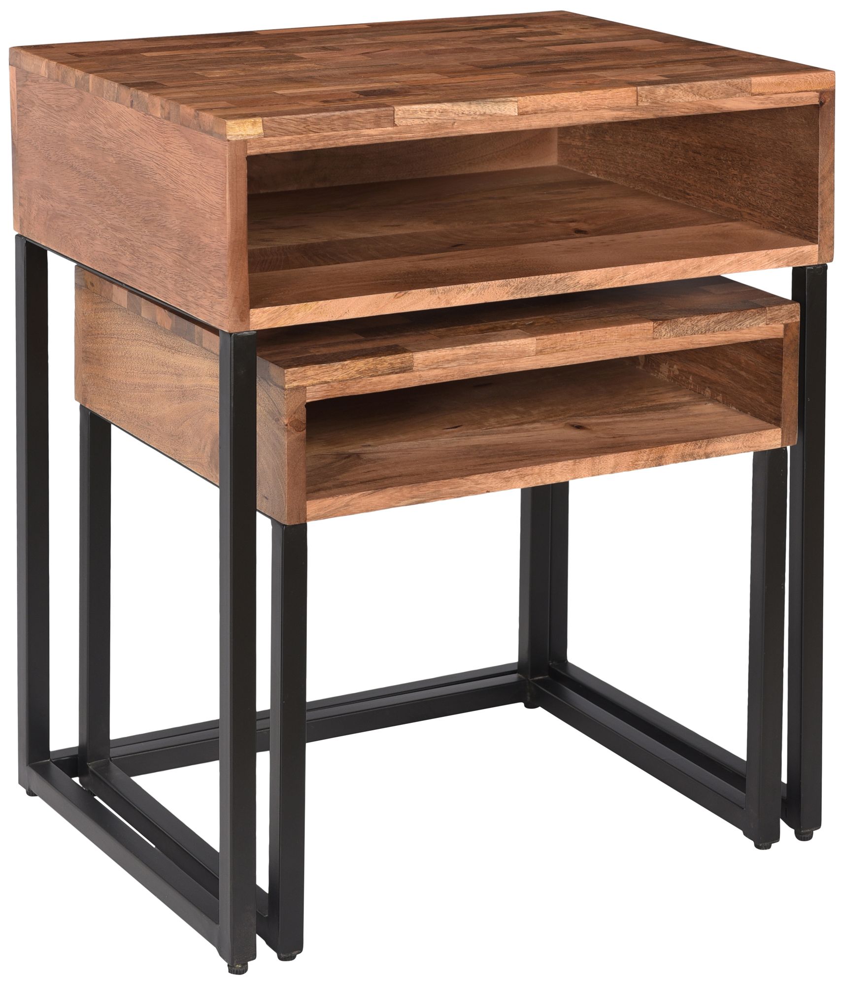 Bakers 20" Wide Natural and Black Nesting Tables Set of 2 - #840J6 ...
