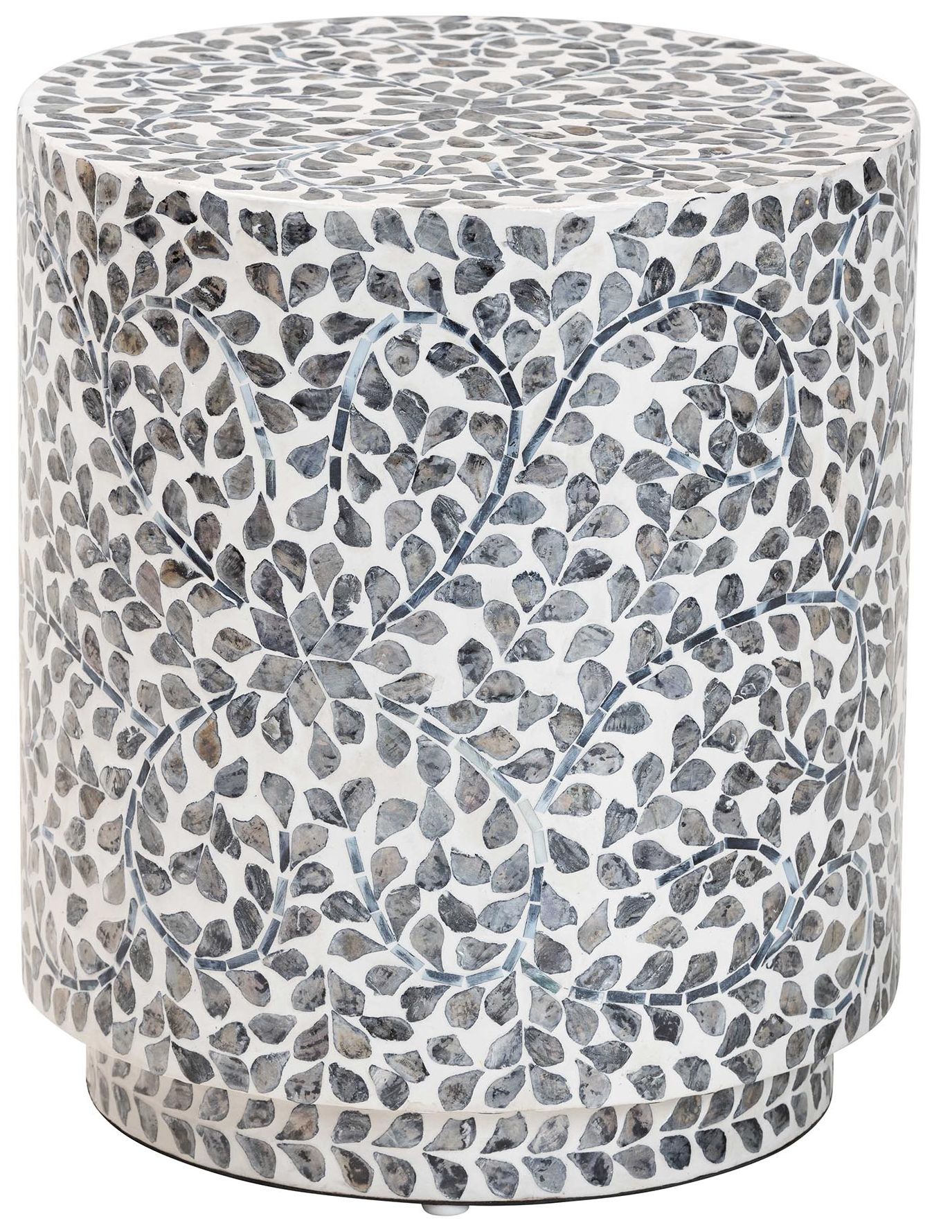 bali & pari Marilla Black and White Mother of Pearl Ottoman Footstool ...