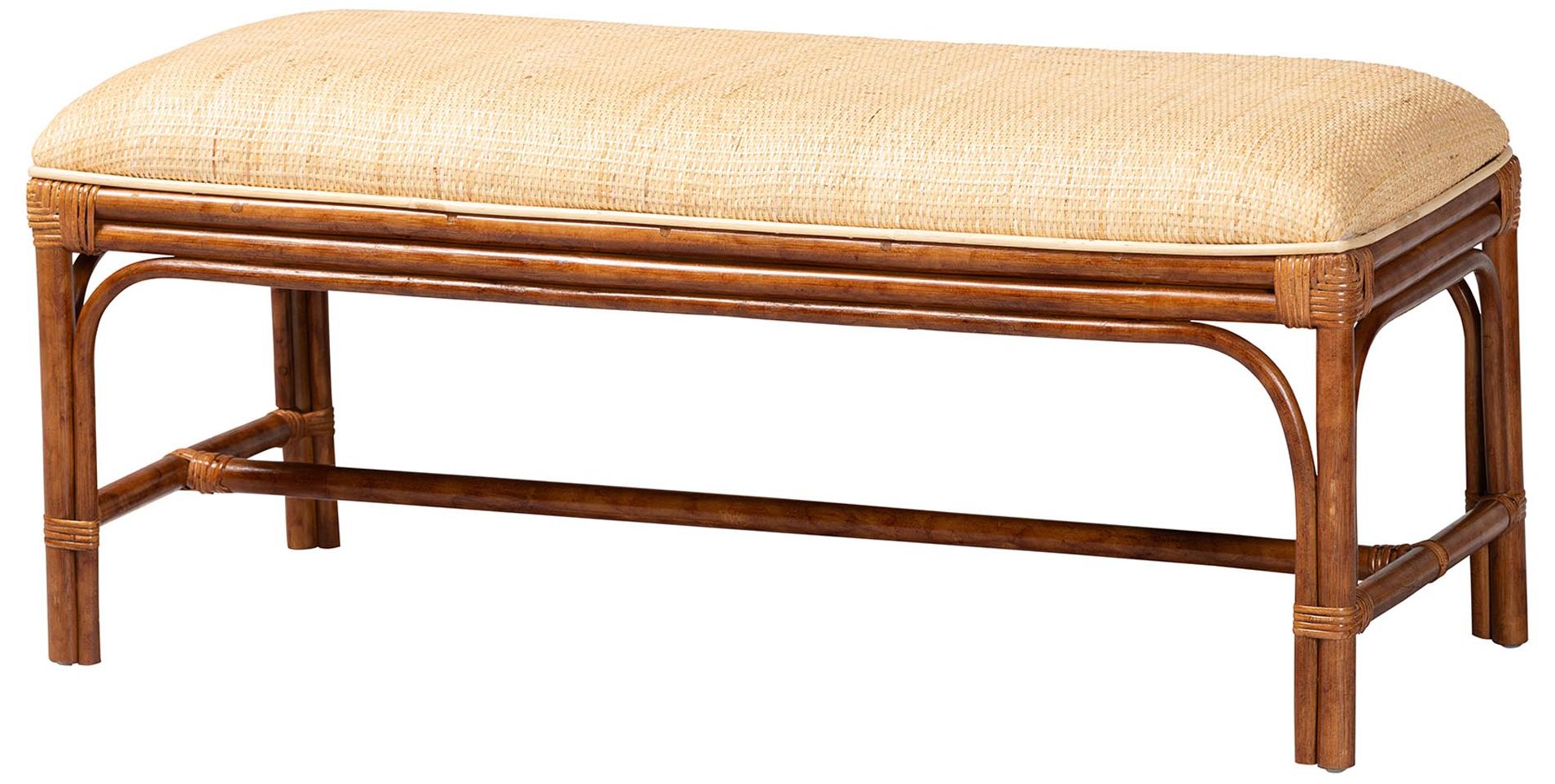 bali & pari Belen Marbled Tortoise Natural Rattan Bench - Handwoven ...