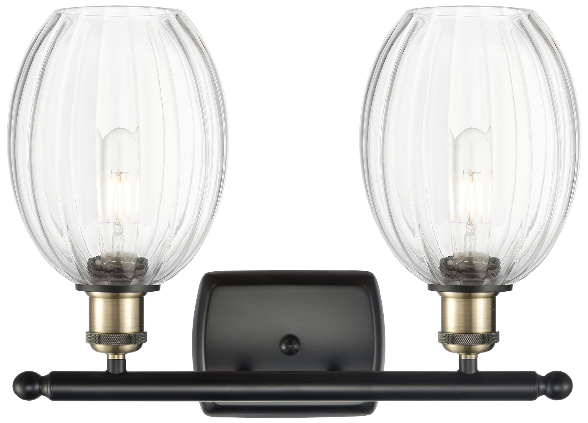 Antique Brass 2-Light Vanity Light Clear Shade - #1556T | Lamps Plus