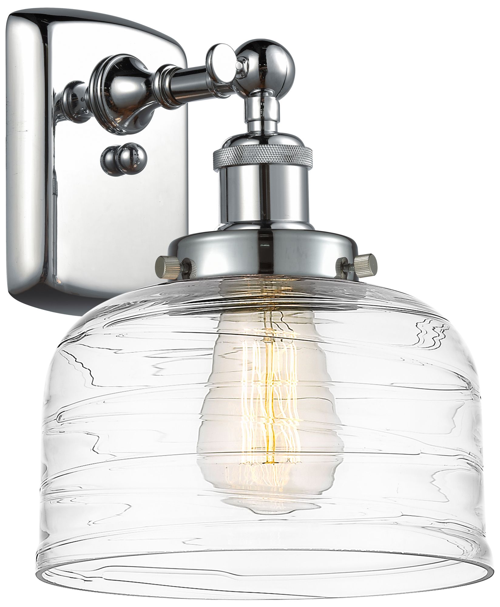 Ballston Urban Bell 8" Chrome LED Sconce w/Clear Deco Swirl Made to ...
