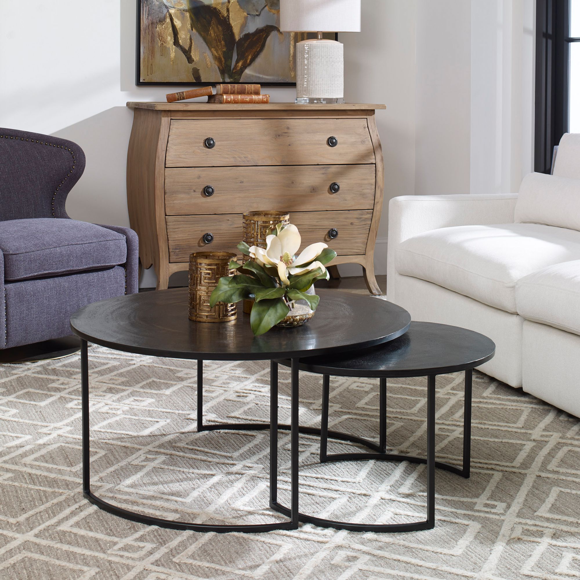 Barnette 35 1/2" Wide Black Nesting Coffee Tables Set of 2 - #542F0 ...