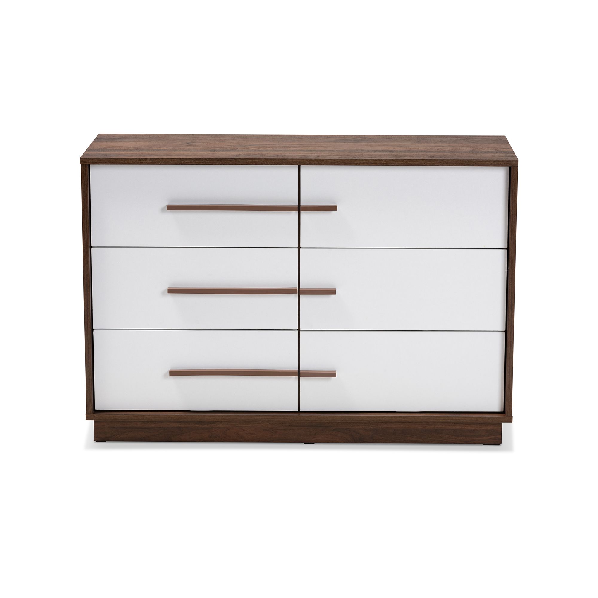 Baxton Studio 39" Wide White Walnut 6-Drawer Wood Dresser - #74N57 ...