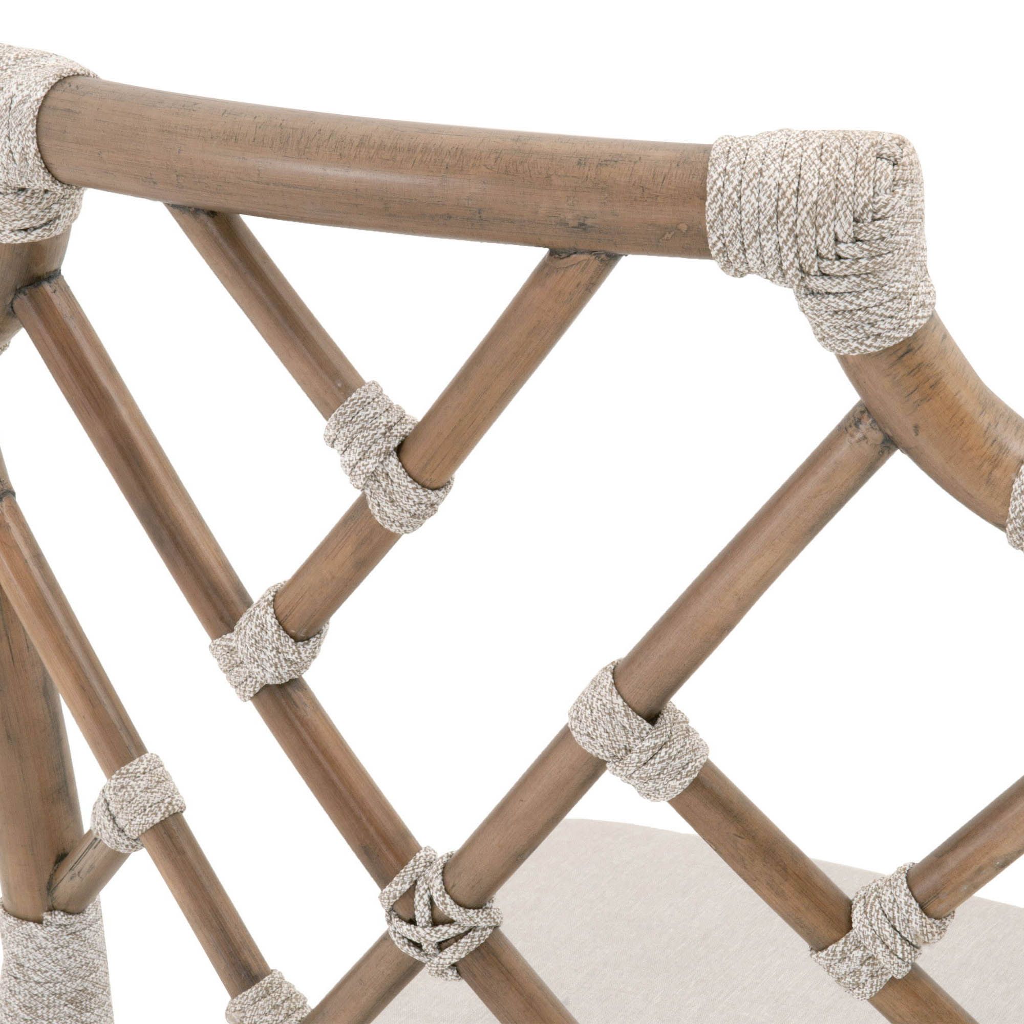 Bayview Coastal Style Old Gray Rattan Woven Dining Chairs Set of 2 ...