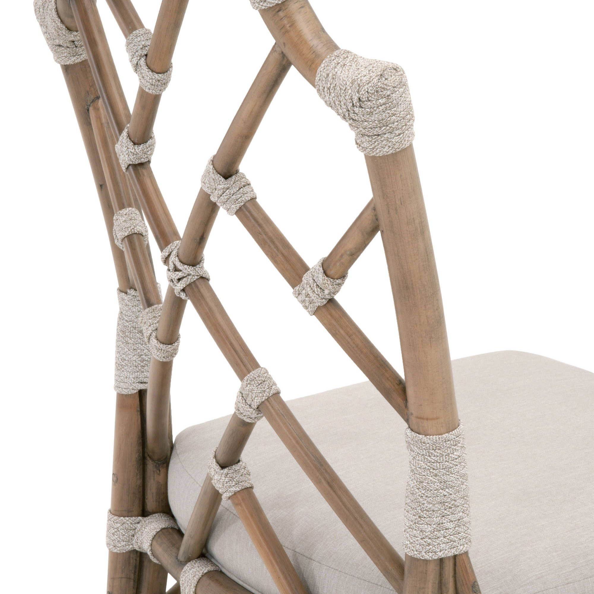 Bayview Coastal Style Old Gray Rattan Woven Dining Chairs Set of 2 ...