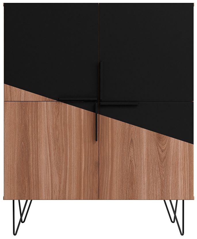 Beekman 35 1/2" Wide Brown Black Wood 4-Door Low Cabinet - #330H2 ...