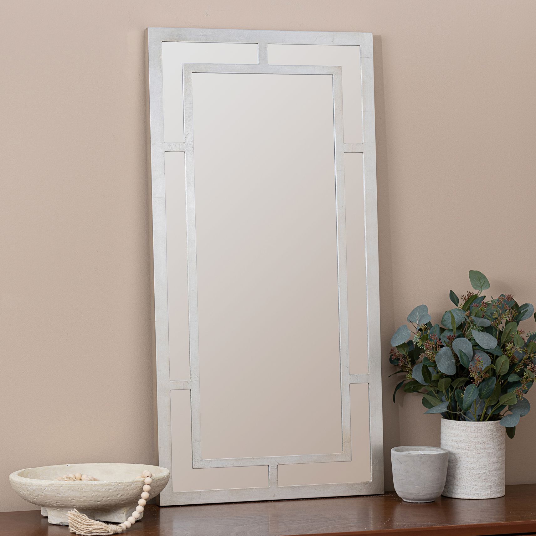 Benedict Shiny Silver 20" x 40" Rectangular Wall Mirror - #535T2 ...