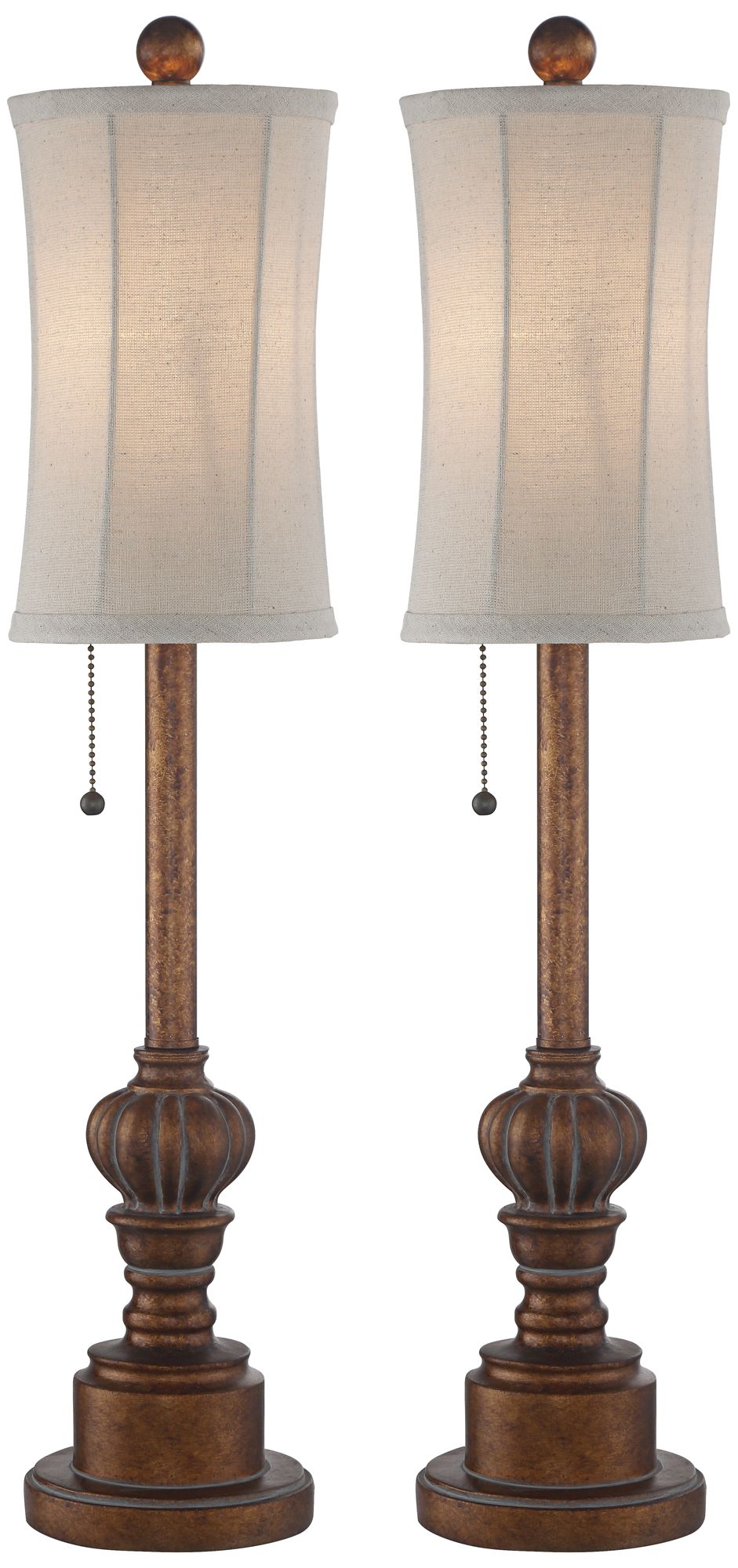 Bertie Wood Finish Traditional Buffet Lamps With 7" Square Risers ...