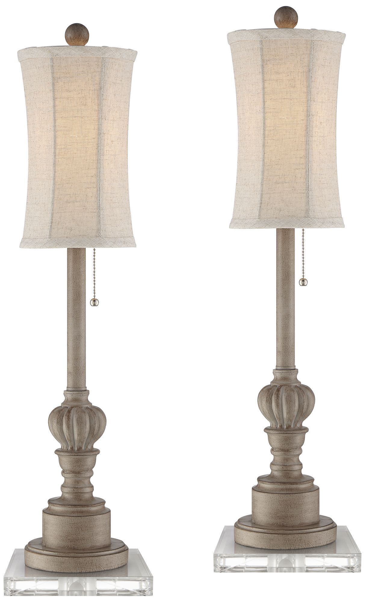 Bertie Wood Finish Traditional Buffet Lamps With 7" Square Risers ...