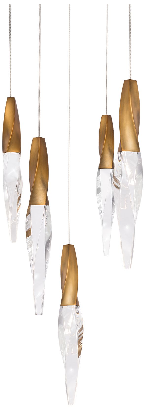 Beyond Kindjal 17" Wide Aged Brass Clear Crystal 5-Lt Multi-Lt Pendant ...