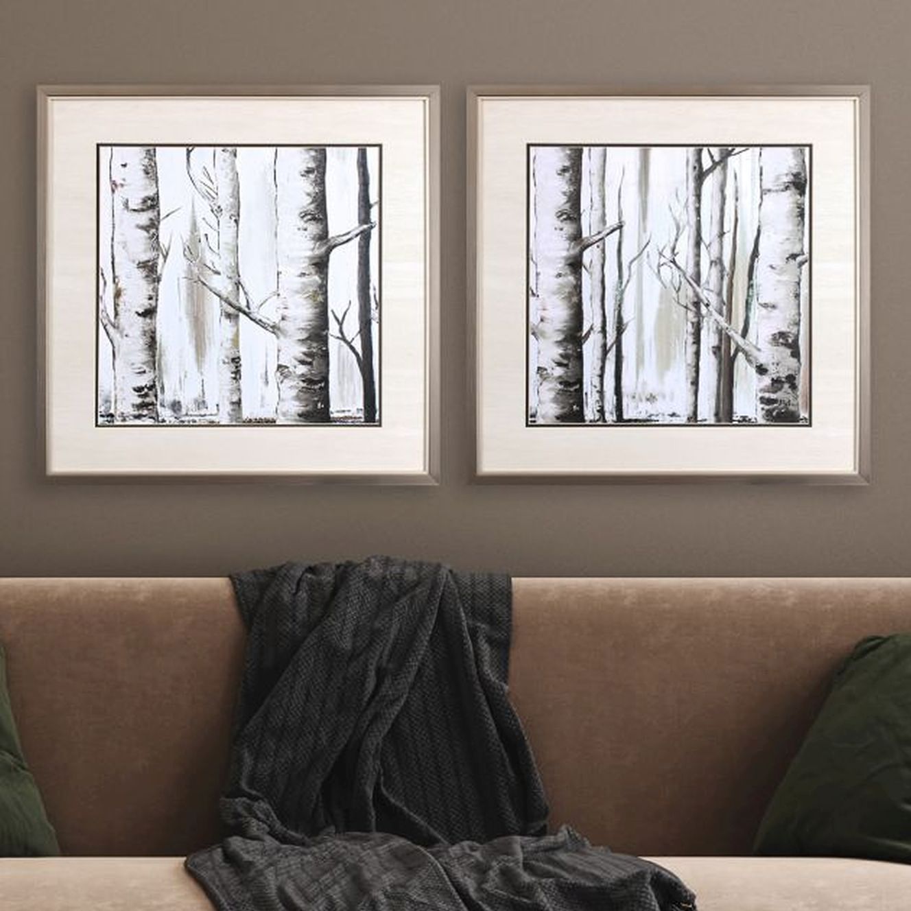 Birch Forest 25" Square 2-Piece Framed Wall Art Set - #0654A | Lamps Plus