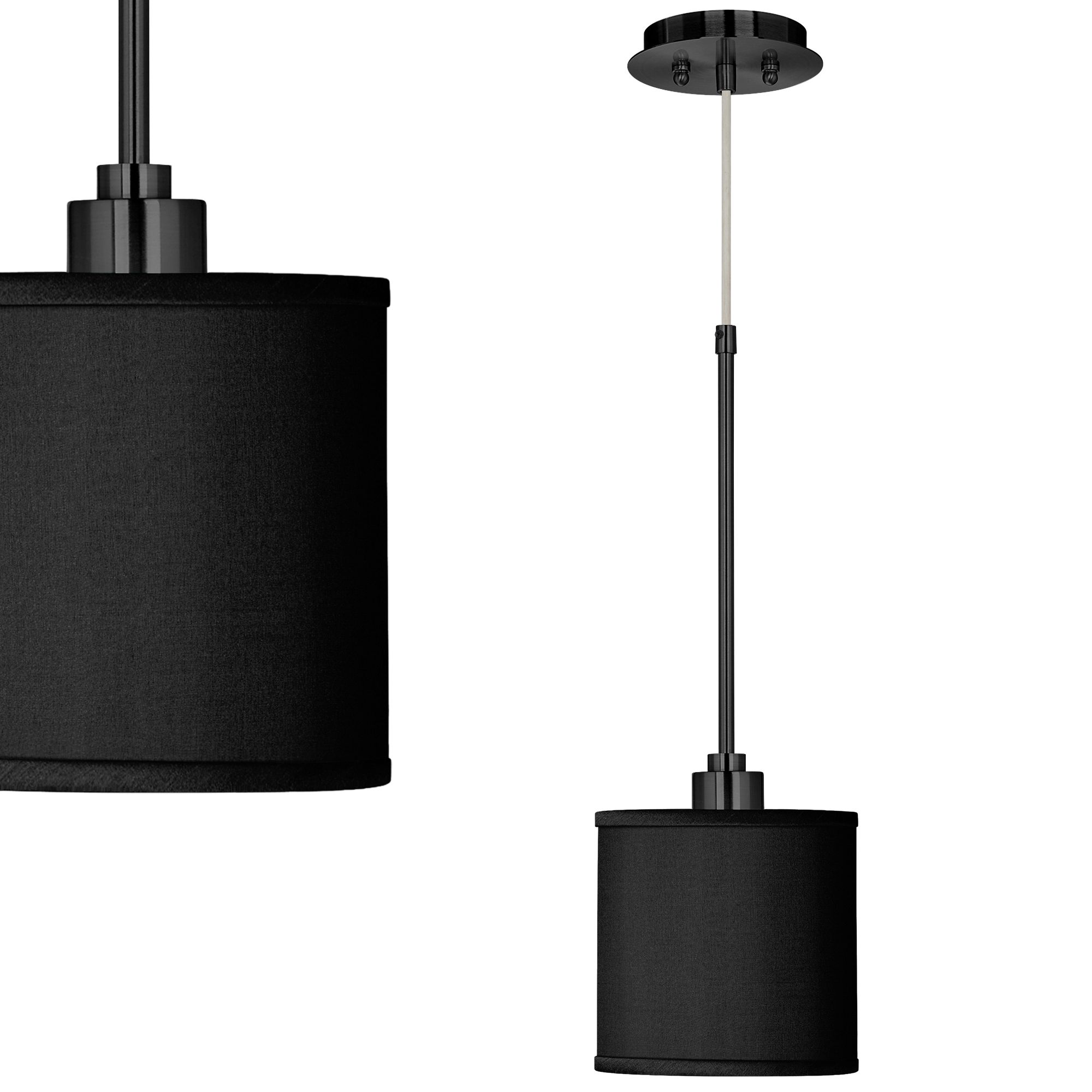 Black Faux Silk Giclee Black Mini Pendant Light - #683J6 | Lamps Plus