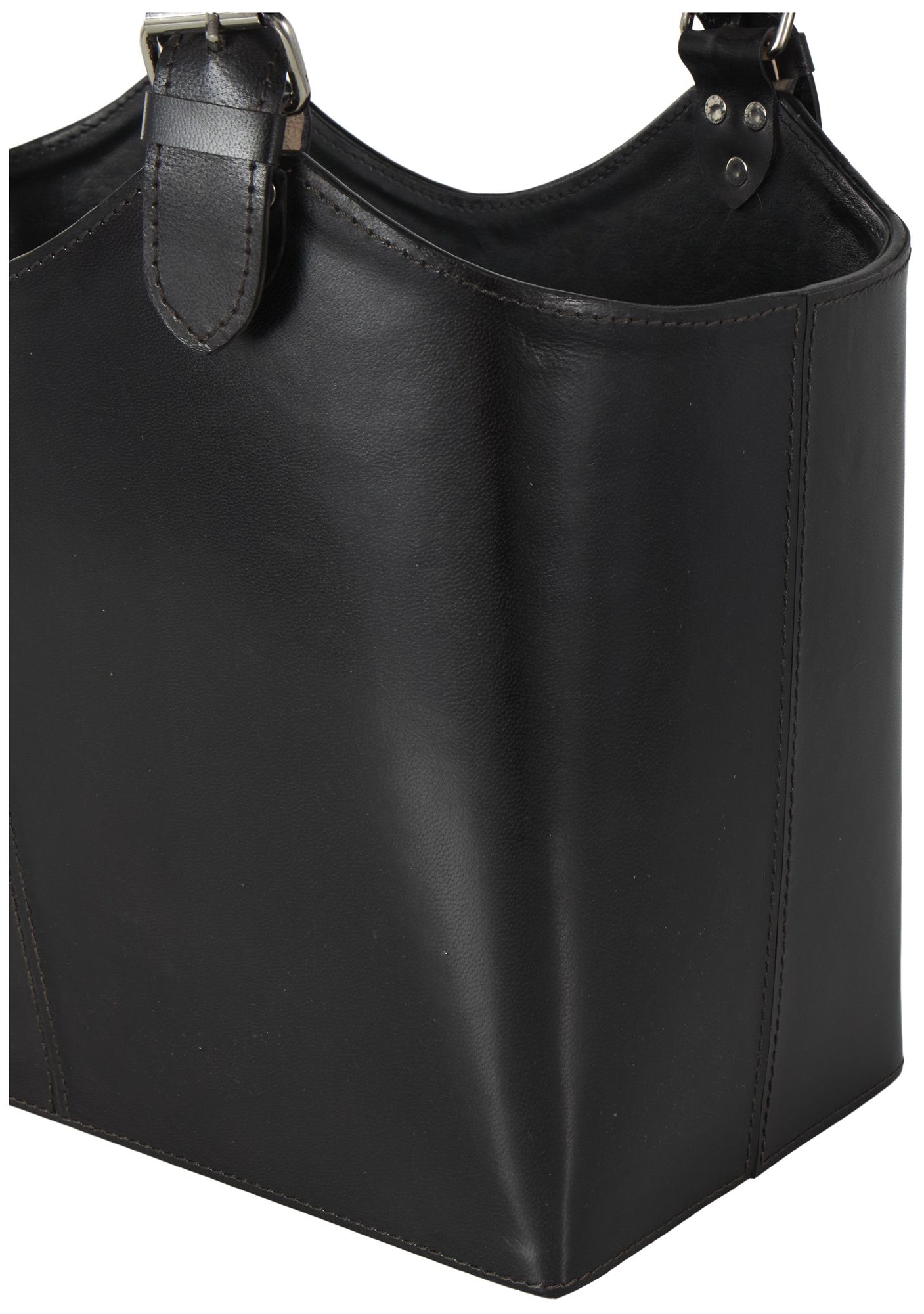 Black Leather Modern Magazine Holder, 16" x 10" x 18" - #0493X | Lamps Plus