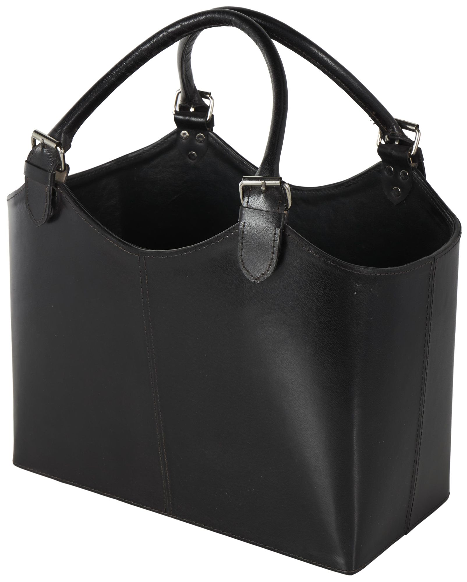 Black Leather Modern Magazine Holder, 16" x 10" x 18" - #0493X | Lamps Plus