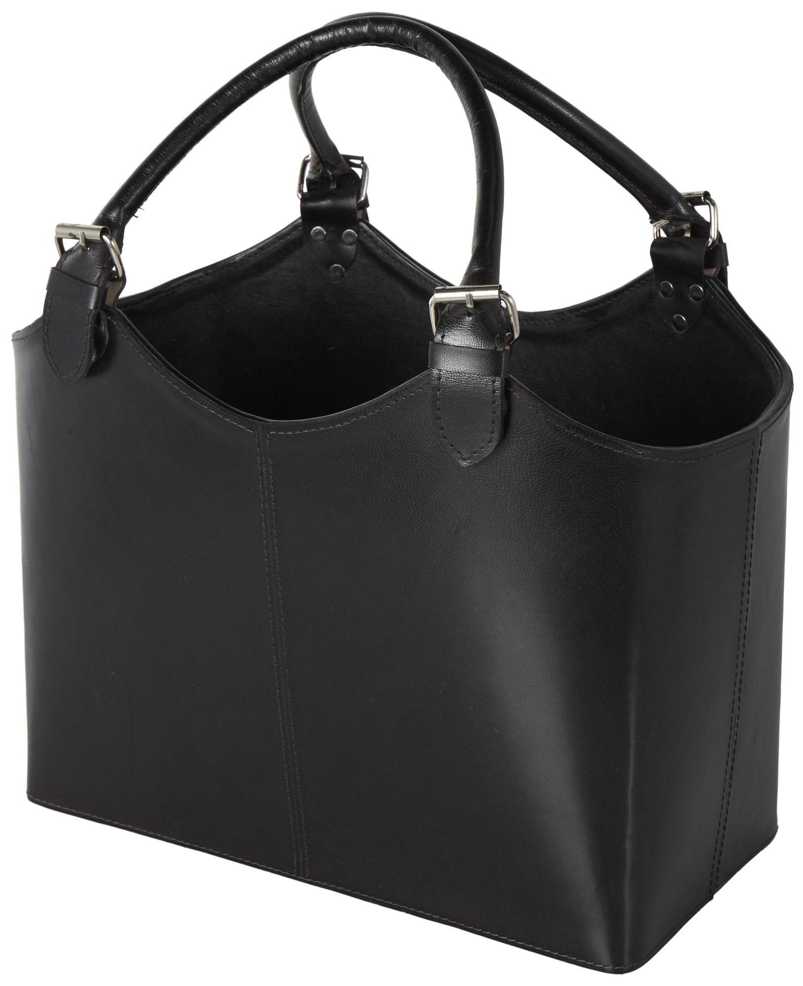 Black Leather Modern Magazine Holder, 16" x 10" x 18" - #0493X | Lamps Plus