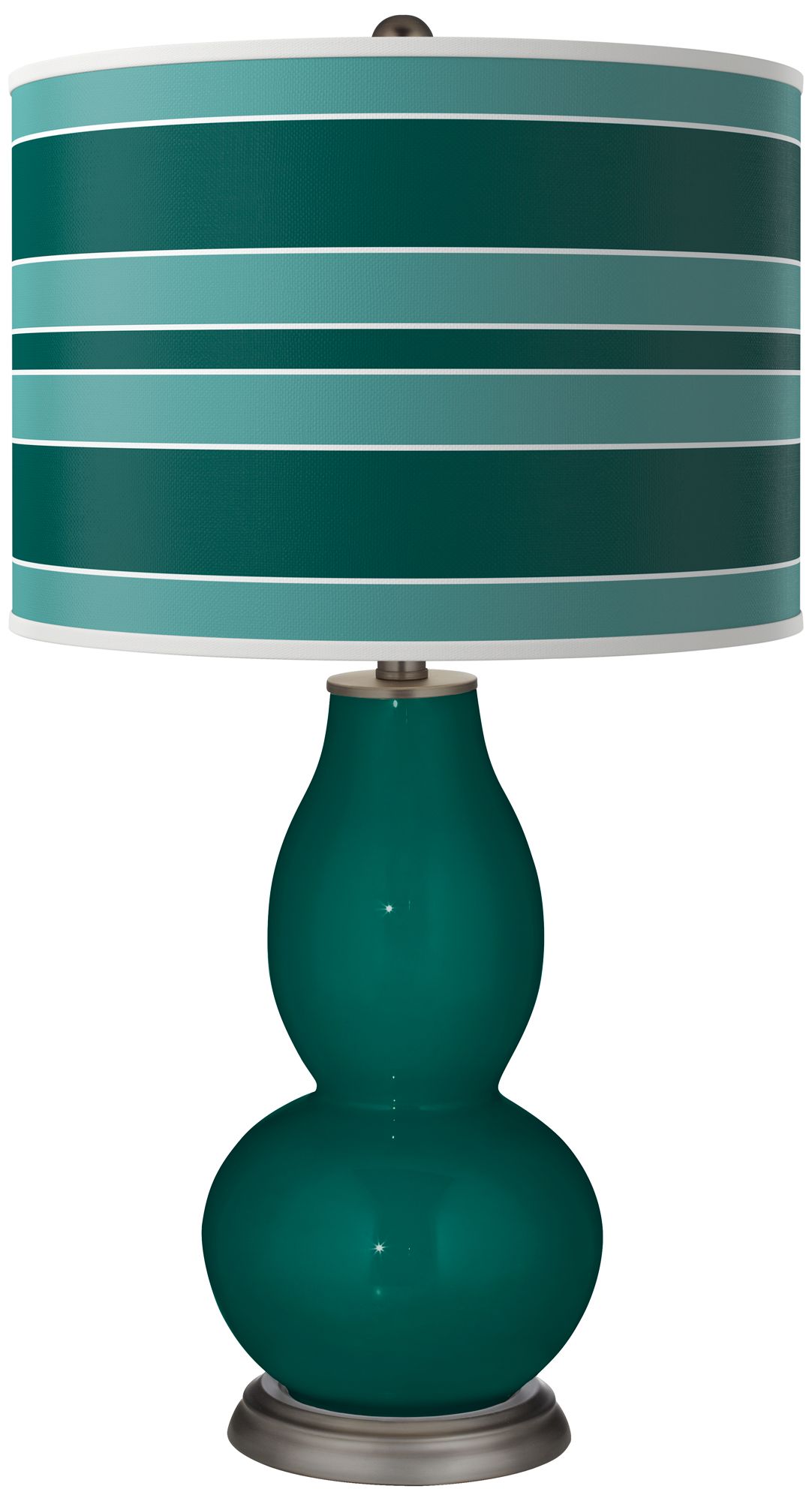 Blue Peacock Bold Stripe Double Gourd Table Lamp - #609H6 | Lamps Plus