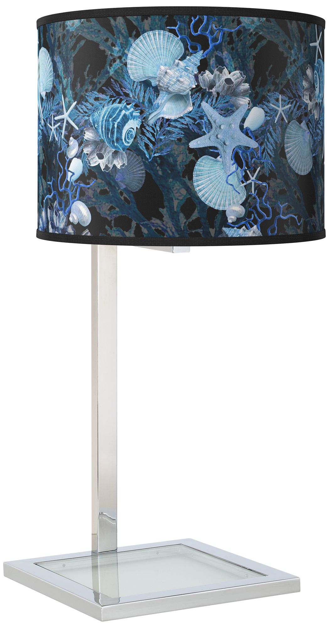 Blue Seas Glass Inset Table Lamp - #103K9 | Lamps Plus