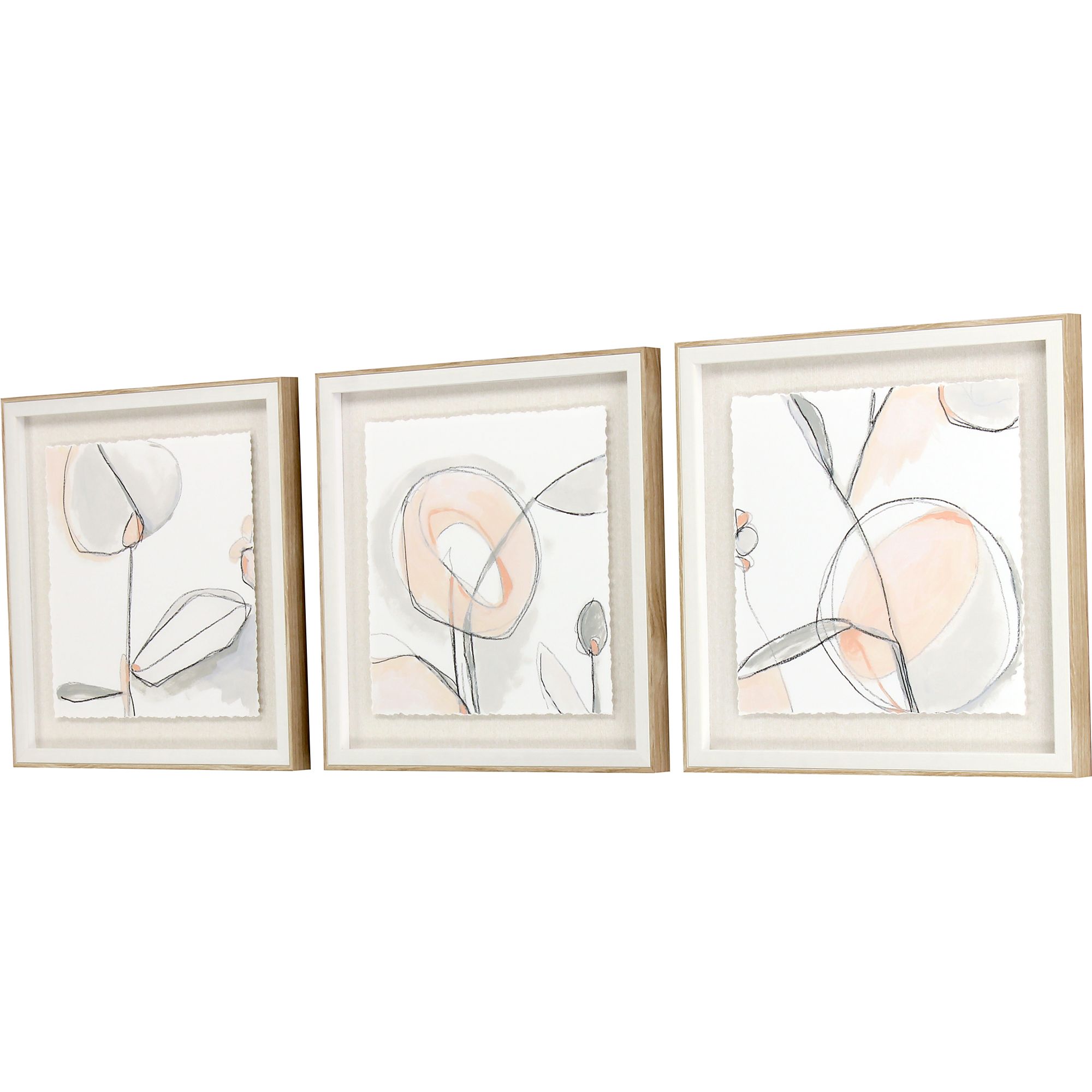 Blush Affinity II 18" Square 3-Piece Framed Wall Art Set - #797D8 | Lamps Plus