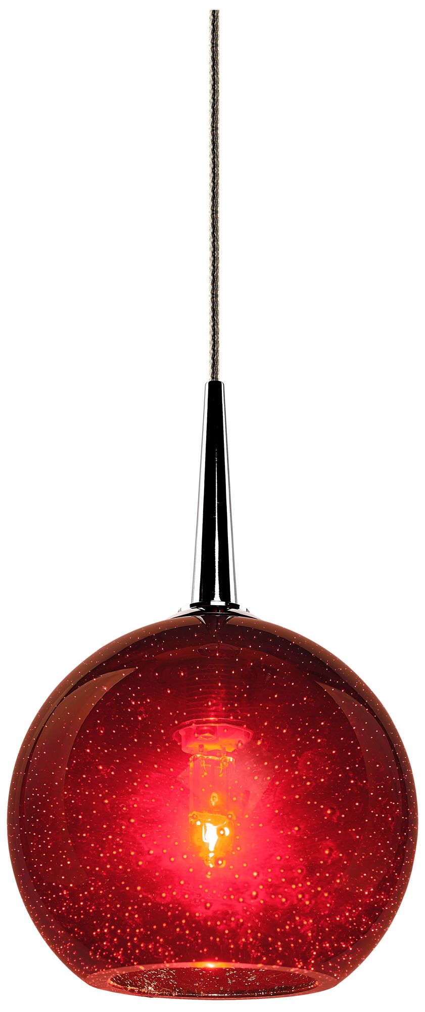 Bobo 1 Pendant - Chrome Finish - Red Glass Shade - #616F3 | Lamps Plus
