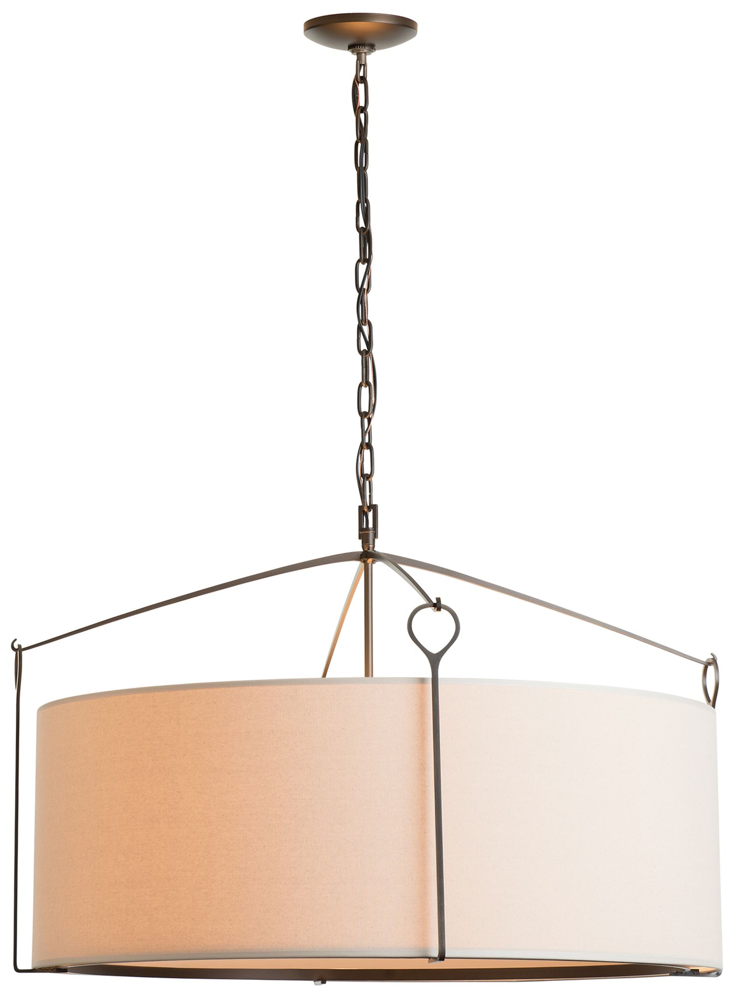 Bow Large Pendant - Dark Smoke Finish - Natural Linen Shade - #799T2 ...