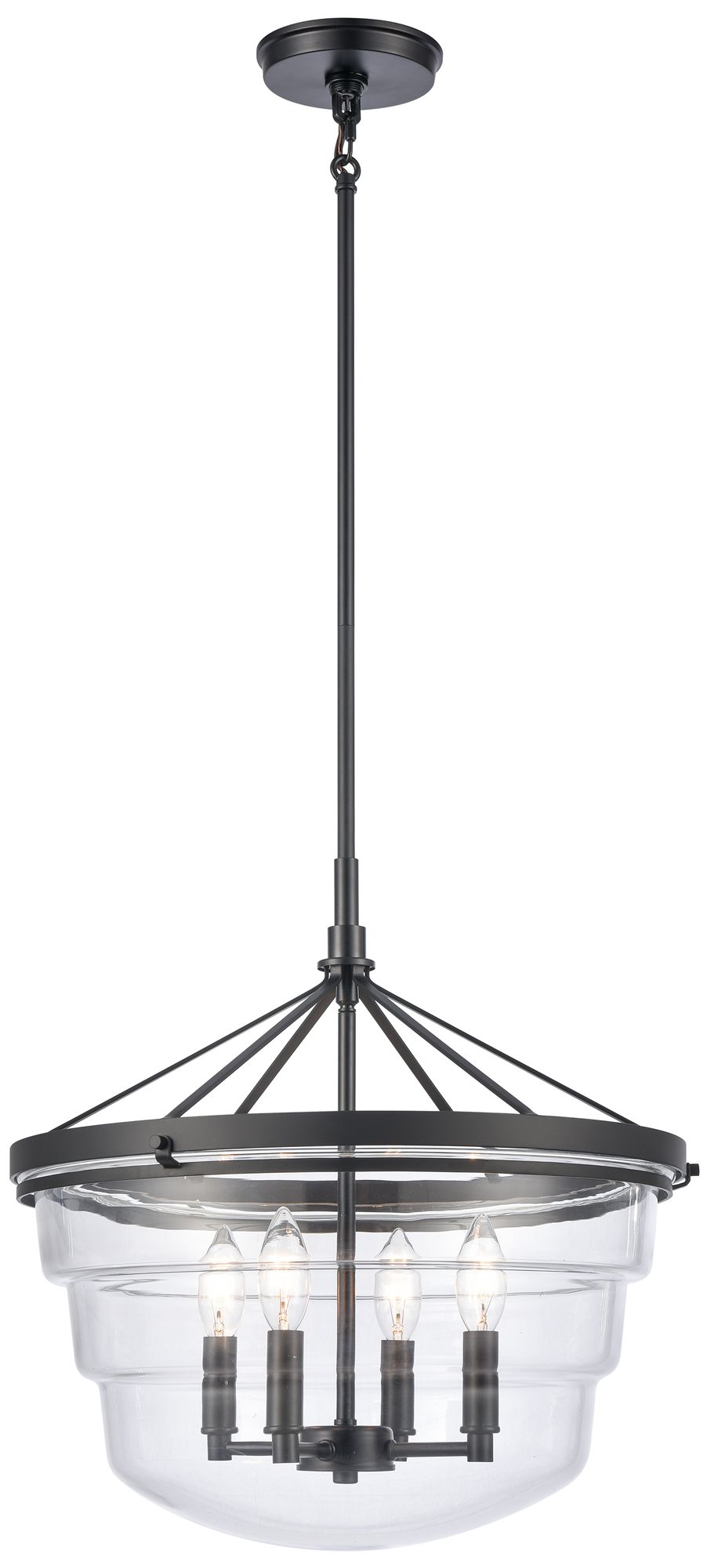 Boyer 18" Wide 4-Light Pendant - Matte Black - #292G9 | Lamps Plus