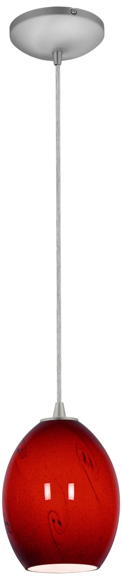 Brandy FireBird LED Cord Pendant - Brushed Steel Finish, Red Sky Glass ...