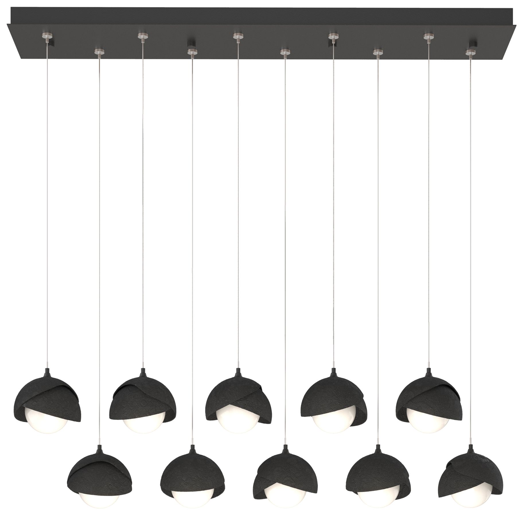 Brooklyn 10-Light Double Rectangular Pendant Black Black Opal Made to ...