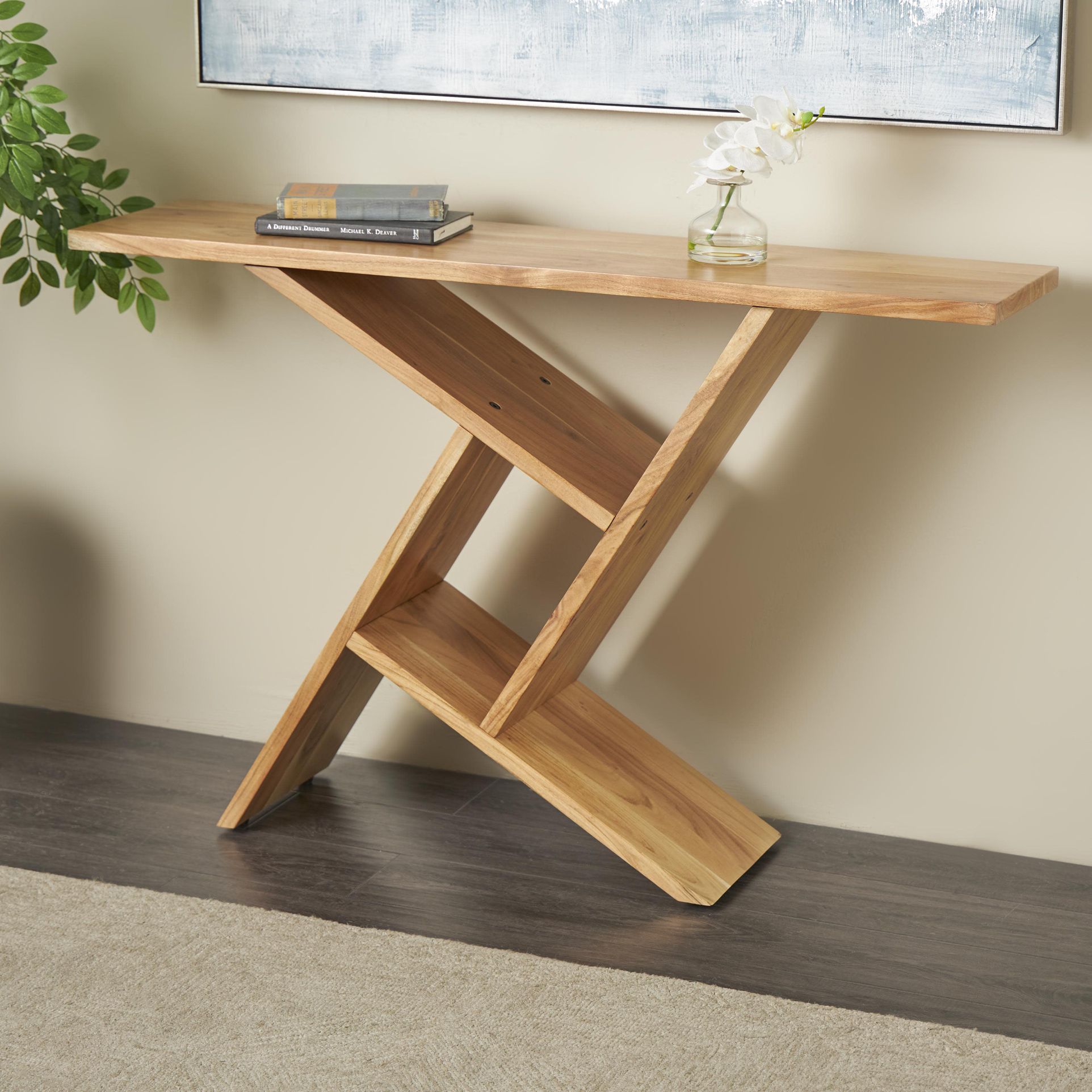 Brown Wood Traditional Console Table, 48" x 12" x 32" - #0490X | Lamps Plus