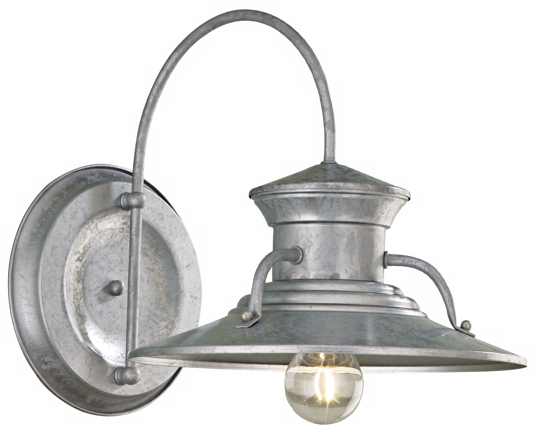 Budapest 12" Wide Galvanized Outdoor Wall Light - #85562 | Lamps Plus