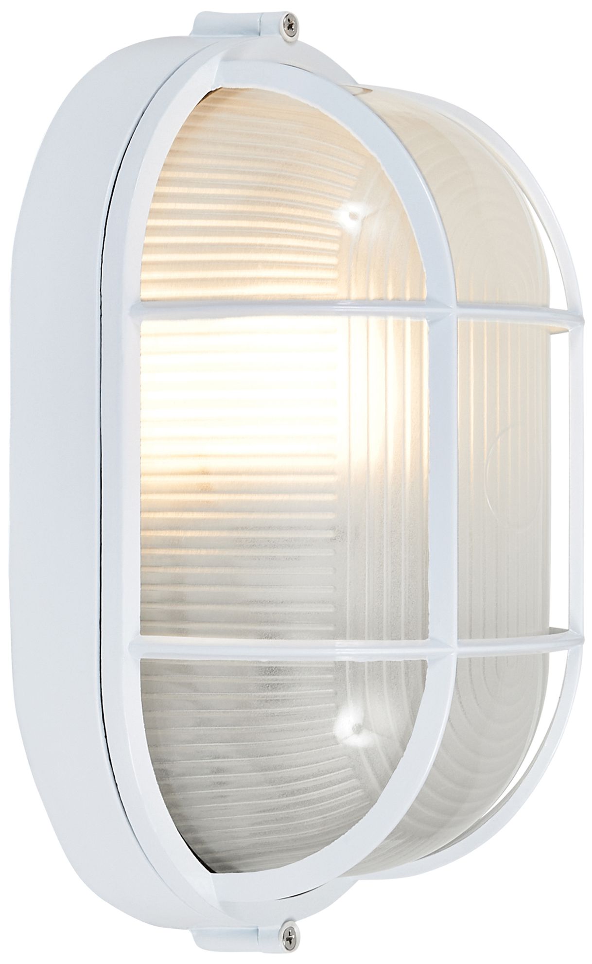 Bulkhead 11" High Satin Steel Oval Outdoor Wall Light - #96767 | Lamps Plus