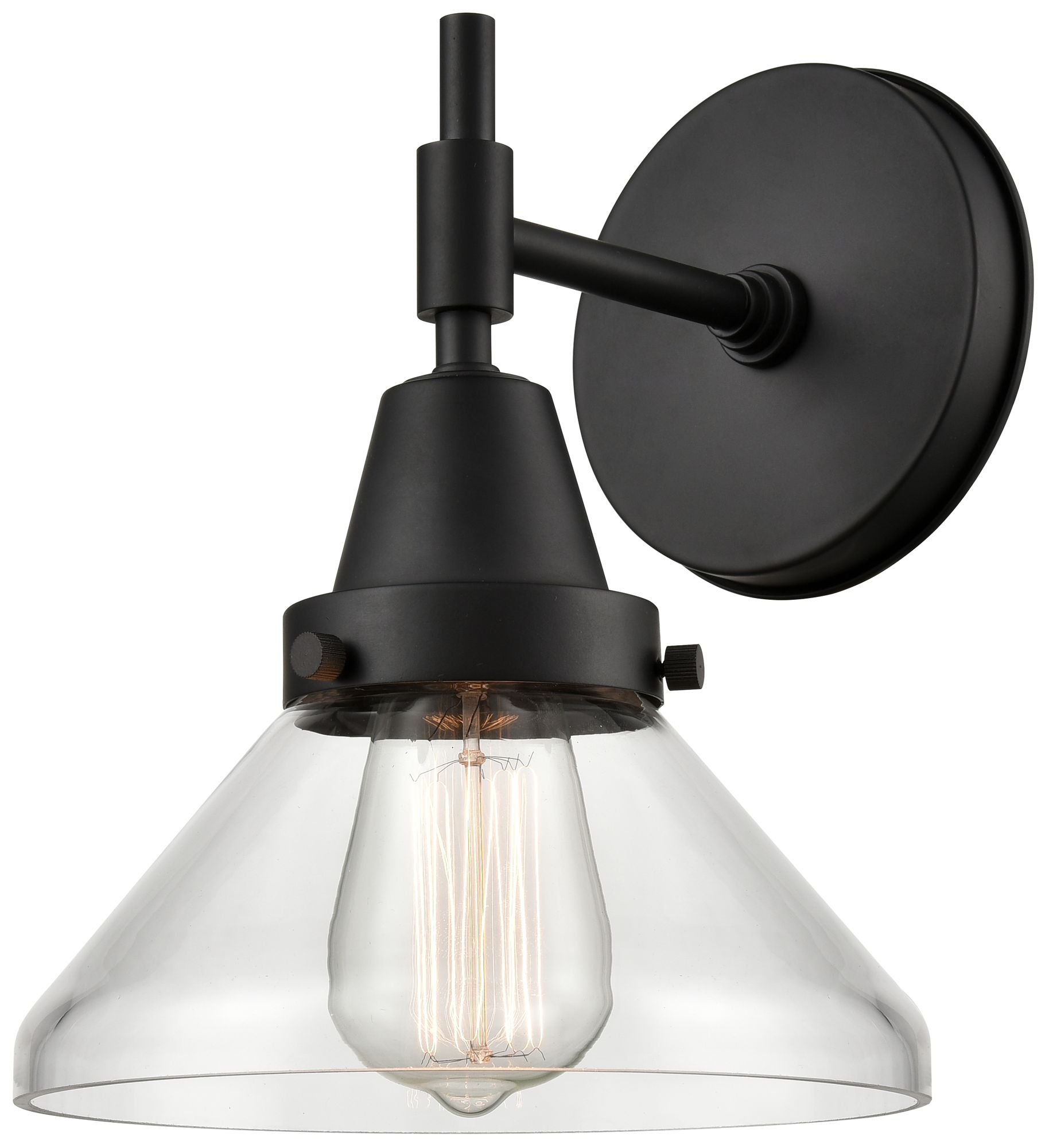 Caden 9.25" High Matte Black Sconce w/ Clear Shade - #985R7 | Lamps Plus
