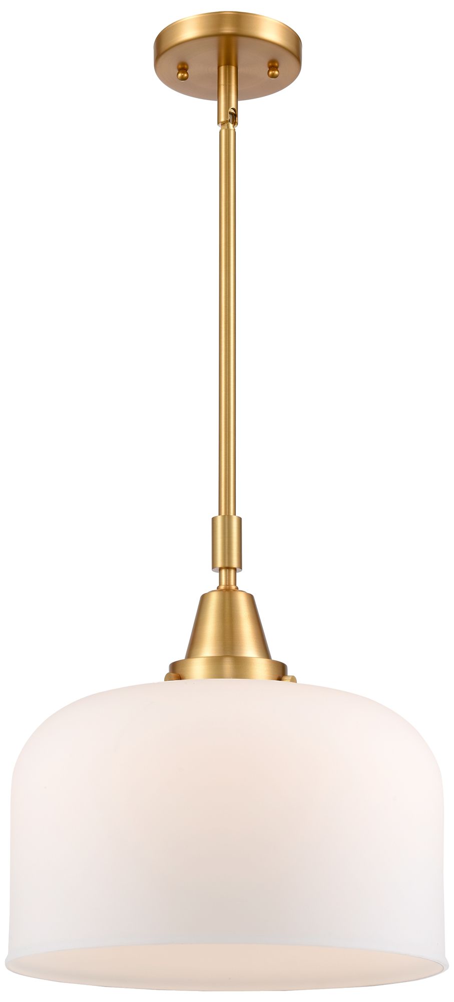 Caden Bell 12" Wide Satin Gold Stem Hung Mini Pendant w/ Matte White S ...