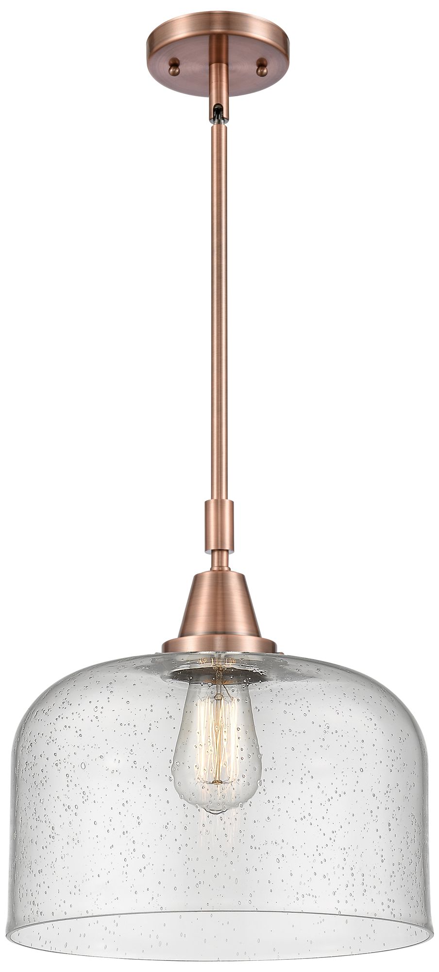 Caden Bell 12" Wide Copper Stem Hung Mini Pendant w/ Seedy Shade ...