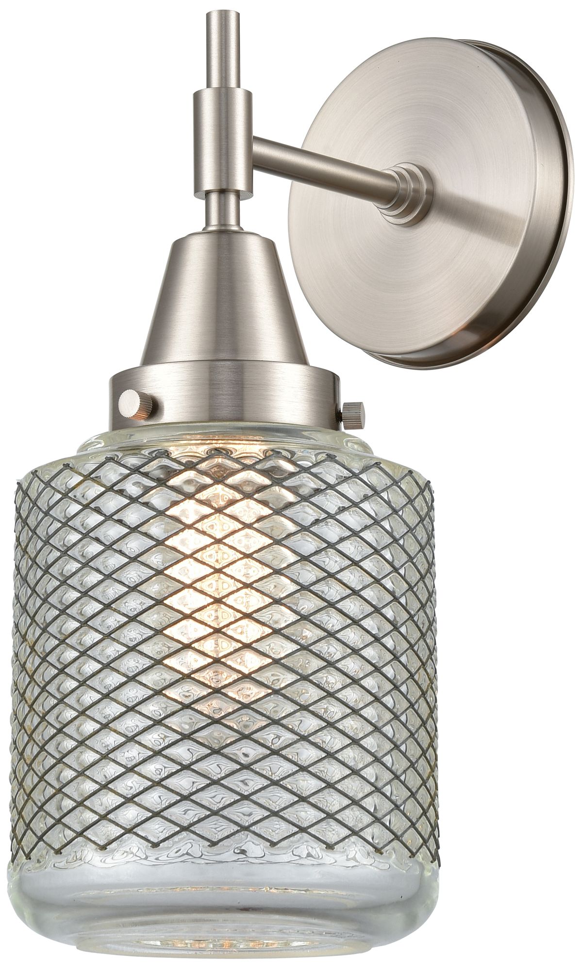 Caden Stanton 13" High Satin Nickel Sconce w/ Clear Wire Mesh Shade ...
