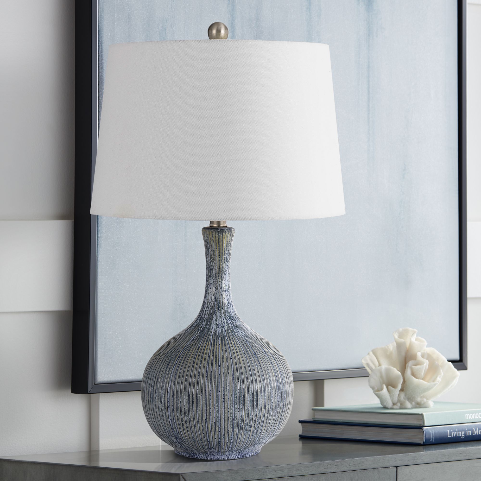 Cal Lighting Vernate 25 High Distressed Stone Ceramic Table Lamp